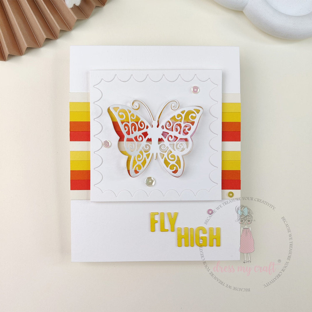 "Fly High – Butterfly Card – Dress my craft